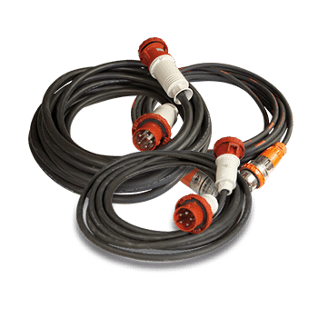 Black sheath braided 415V IP66 extension leads by Bosbox