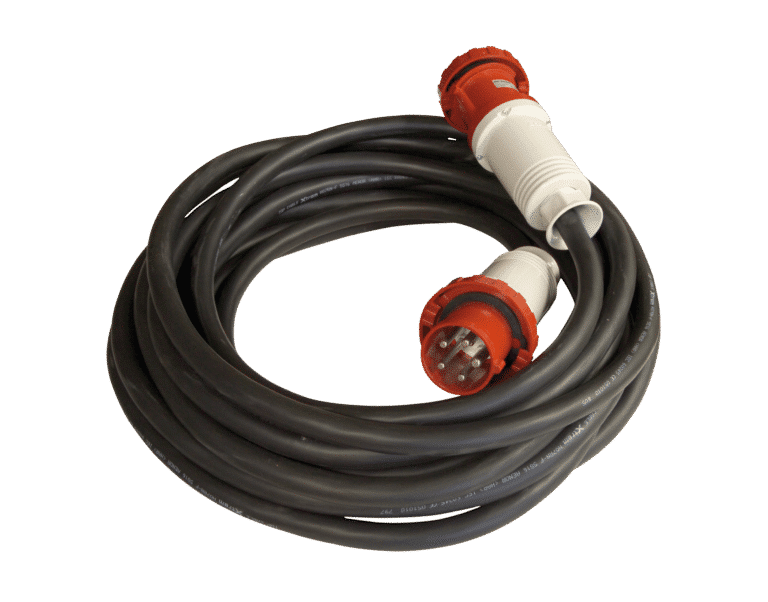 Black sheath braided 415V IP66 extension leads by Bosbox®